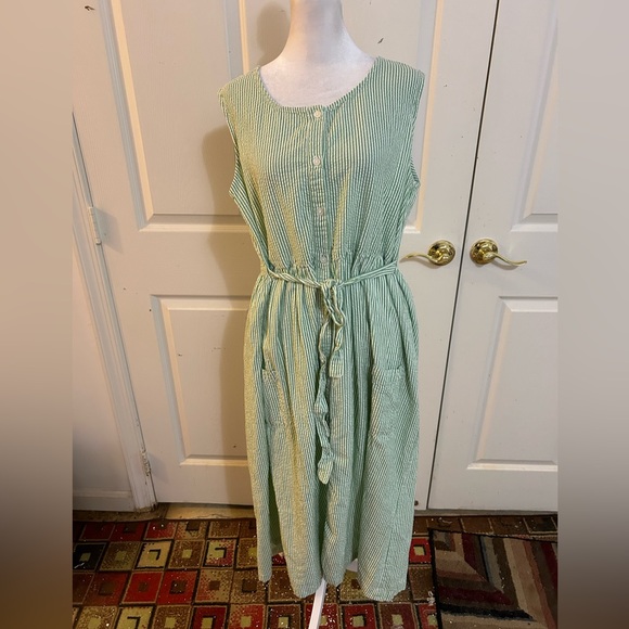 Vermont Country Store | Dresses | Vermont Country Store Green And White ...